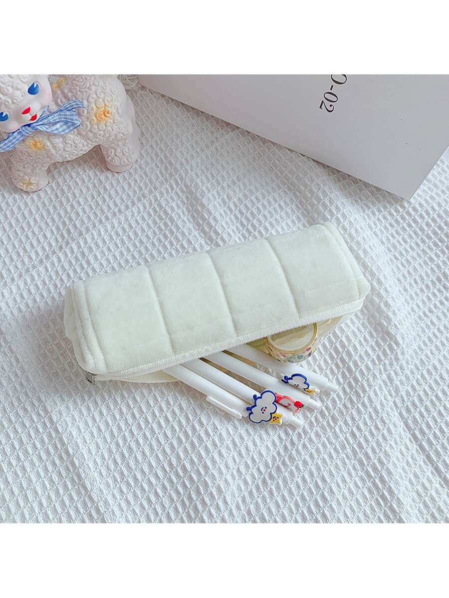 Solid Color Sewing Detail Pencil Case | SHEIN USA