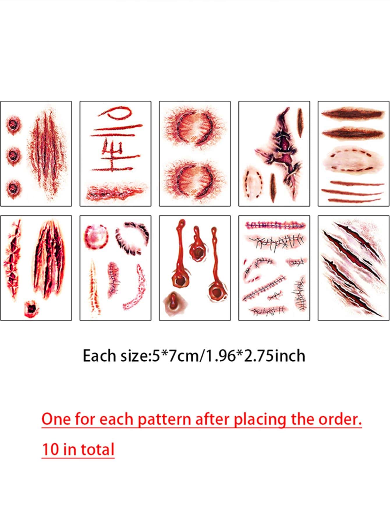 Halloween 10 scar horror tattoo stickers | SHEIN USA