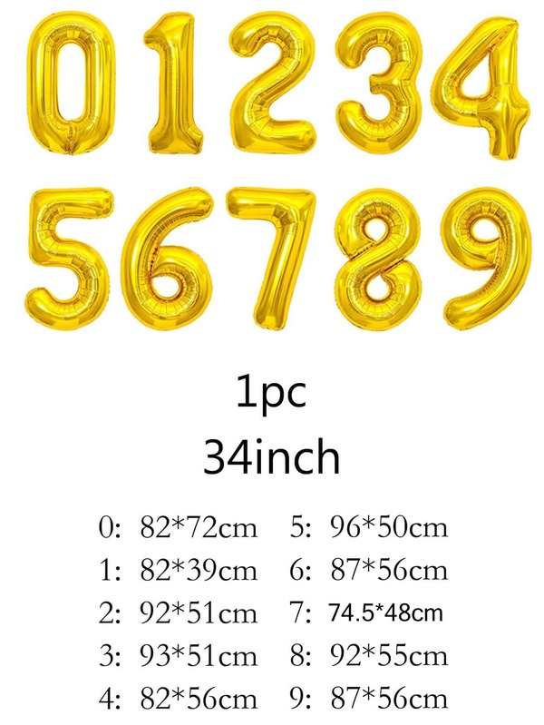 1pc Number Shaped Balloon, Modern PE Golden Decorative Balloon For ...