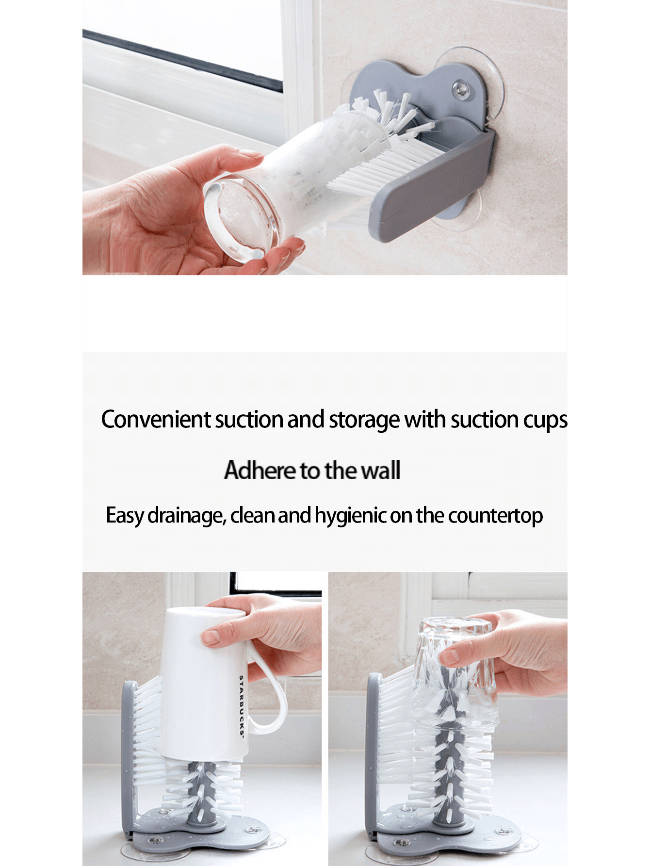 Wall-mounted Self-cleaning Glass/mug Brush For Kitchen, Automatic ...