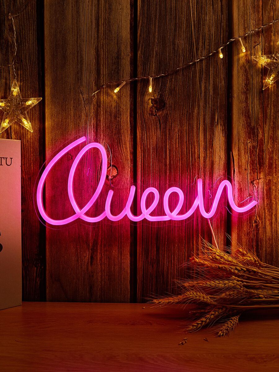 1PC Queen LED Neon Sign USB Powered Wall Neon Signs For Bedroom Home ...