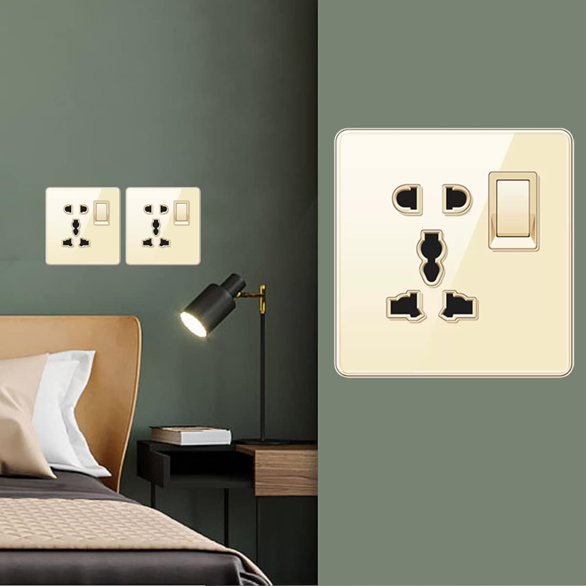 Gold Single Pole Five Gang Toughened Glass Socket Outlet | SHEIN USA
