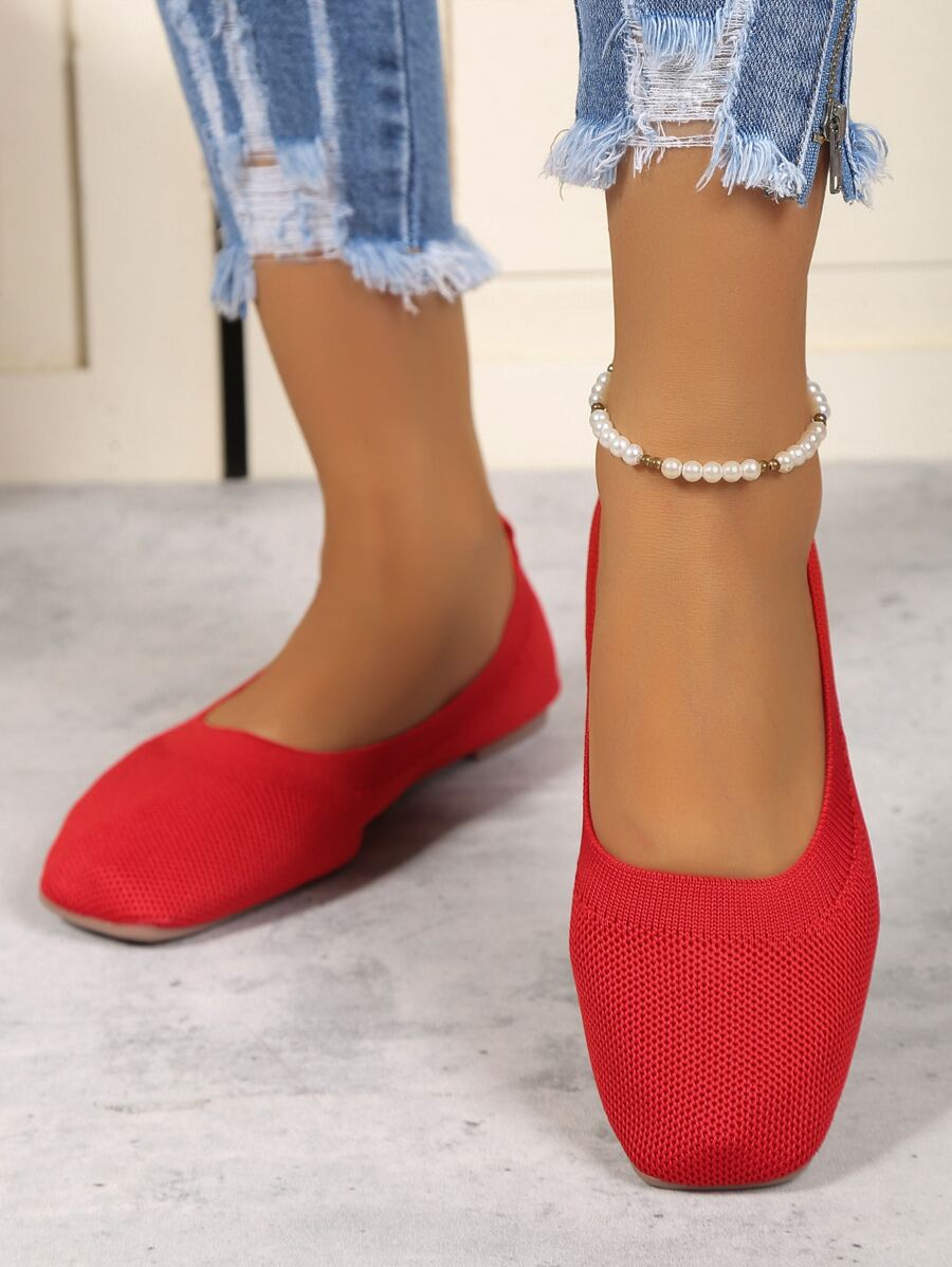 Red Slip-on Fashionable Casual Shoes, Easy-going Women's Essential ...