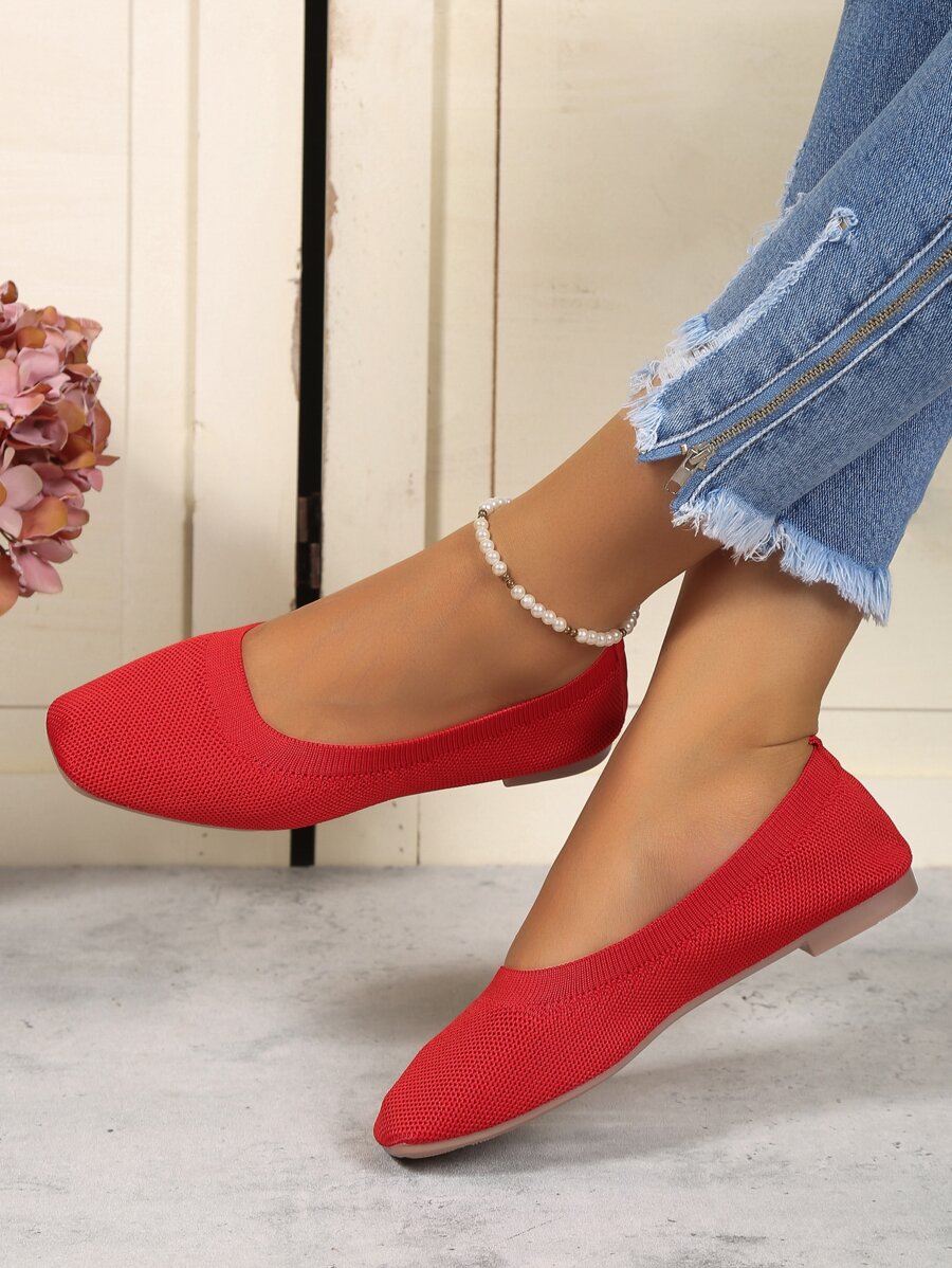 Red Slip-on Fashionable Casual Shoes, Easy-going Women's Essential ...