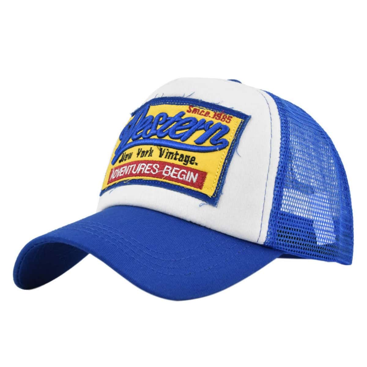 Embroidered Baseball Cap With Mesh Visor Patchwork And Curved Peak, Sun ...