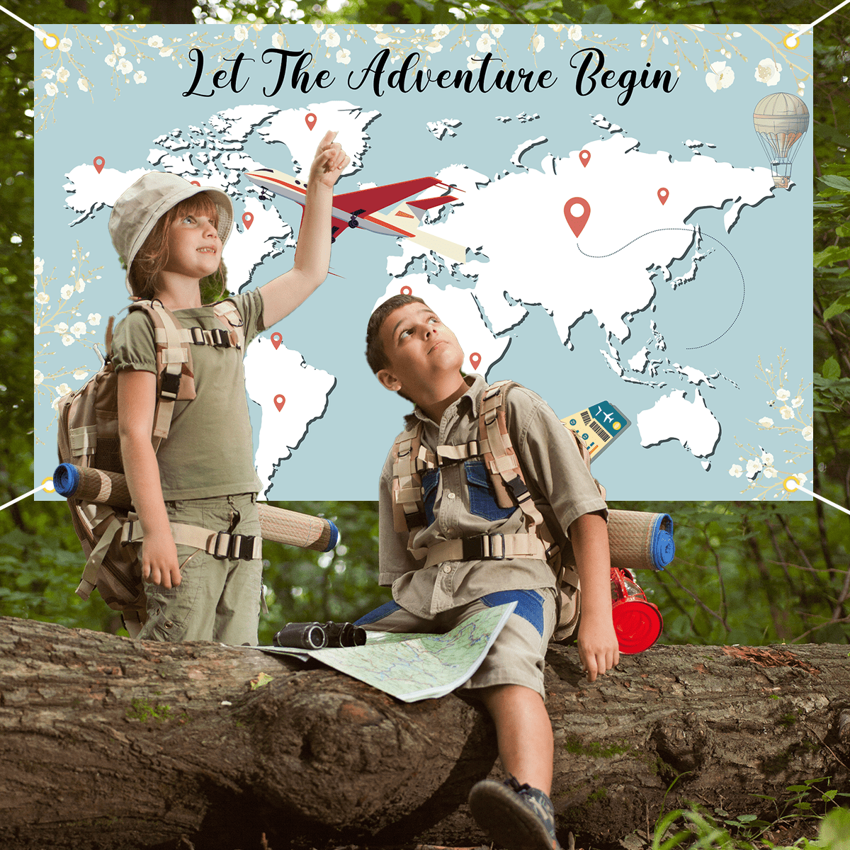 6x4ft Adventure Awaits Backdrop Large Travel Theme Banner Decoration ...
