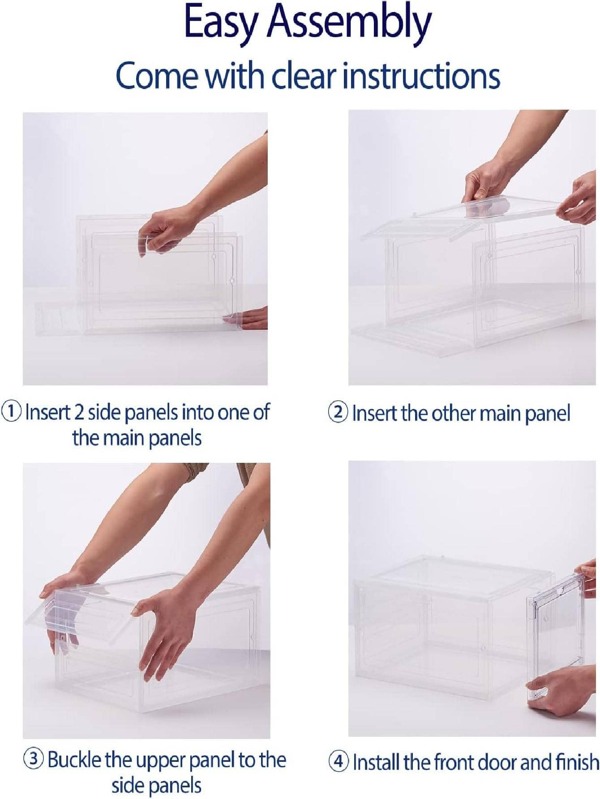 Large Shoe Storage Box Set of 6 Stackable Drop Front Plastic Shoe ...