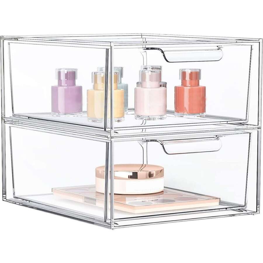 2 Packs Stackable Makeup Organizer And Storage Acrylic Organizers Clear ...