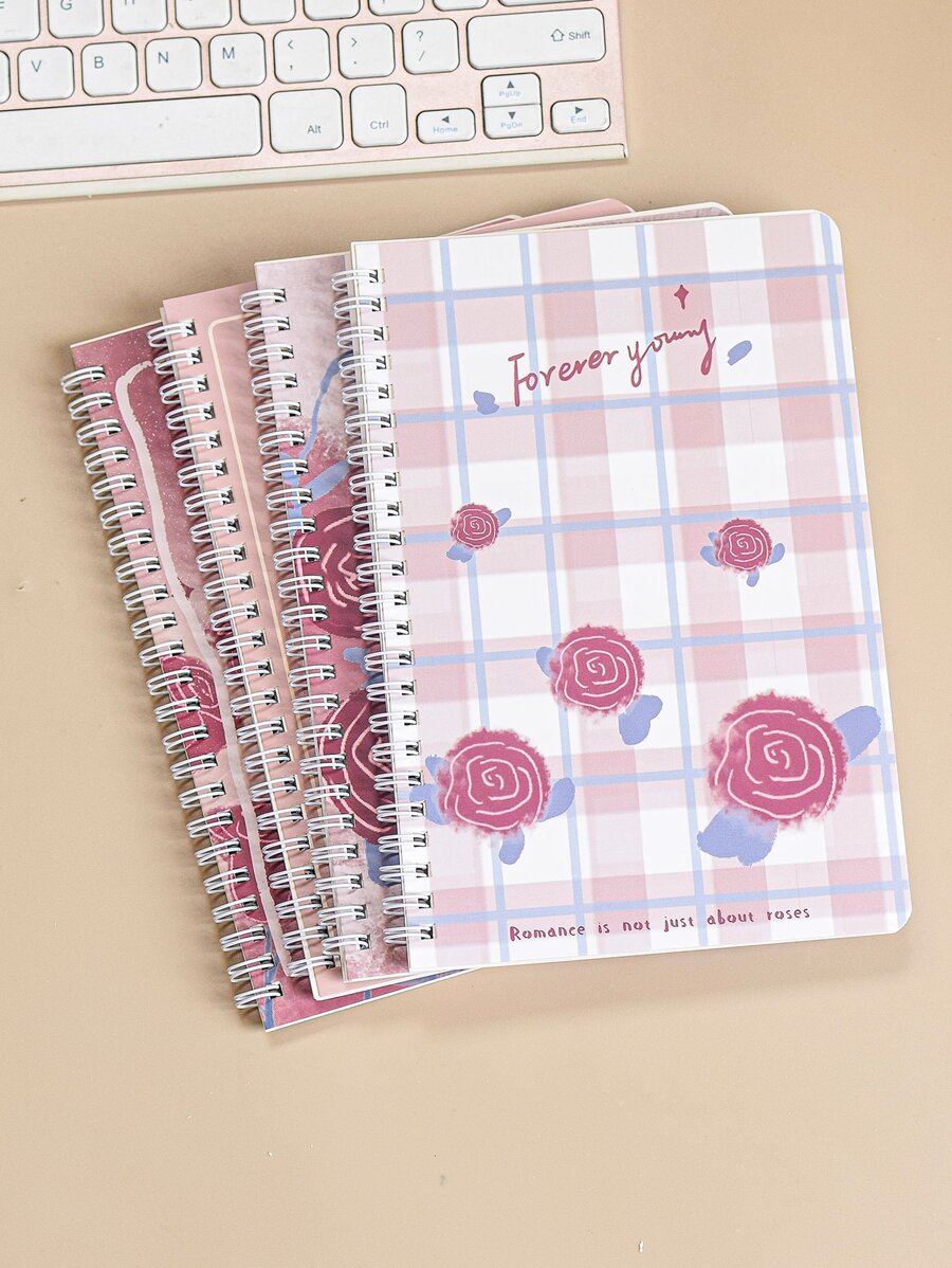 A Set Of 4 A5 Coiled Notebooks With Cute Cartoons Each, 60 Lined Inner ...
