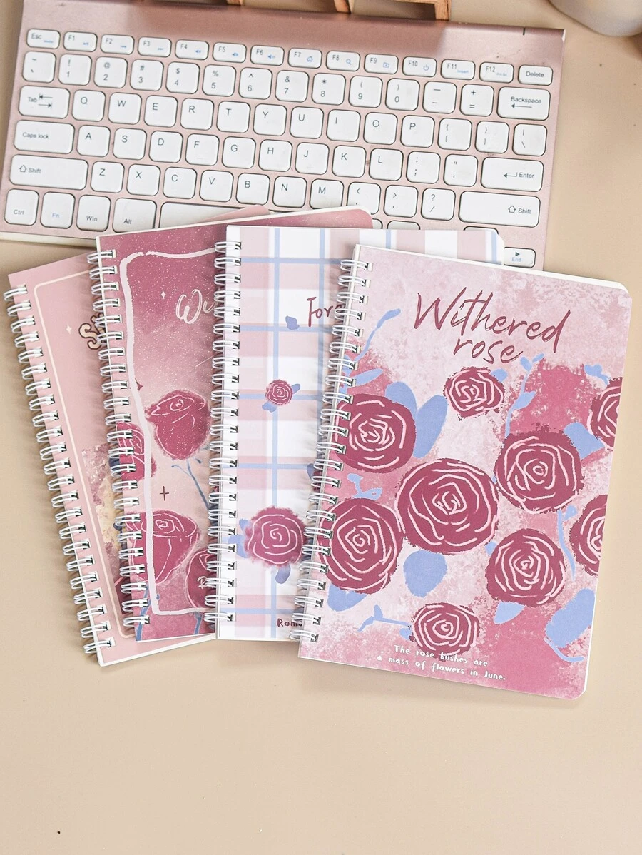 A Set Of 4 A5 Coiled Notebooks With Cute Cartoons Each, 60 Lined Inner ...