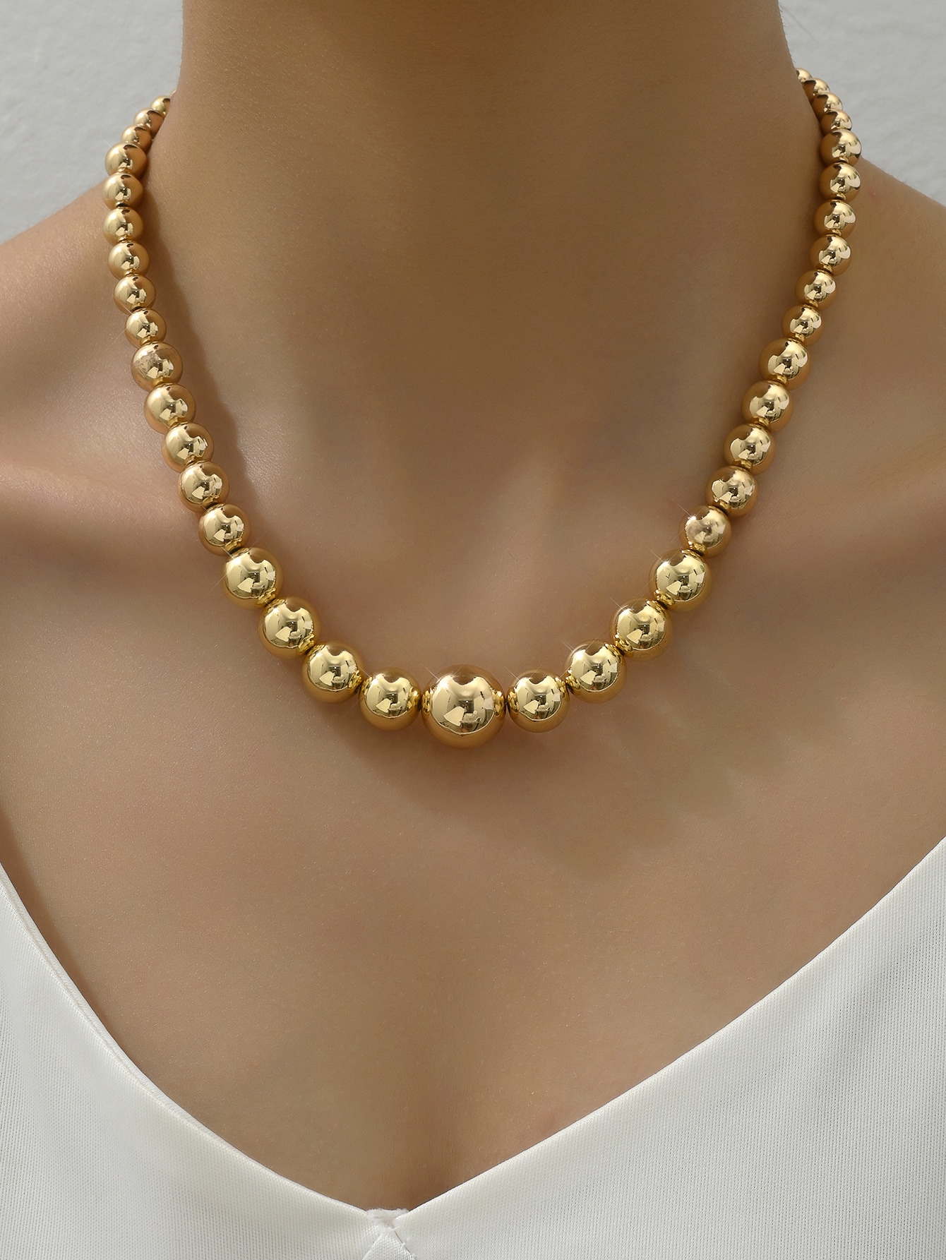 1pc Gold-tone Elegant Simulated Pearl Beaded Necklace For Party ...