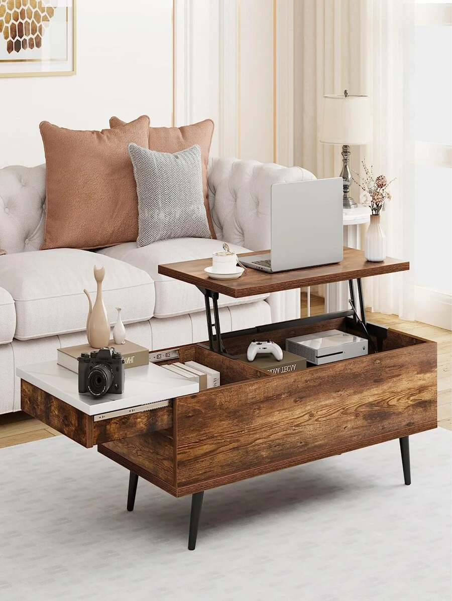 Lift Top Coffee Table with Storage Shelf and Hidden Compartment, Lift ...