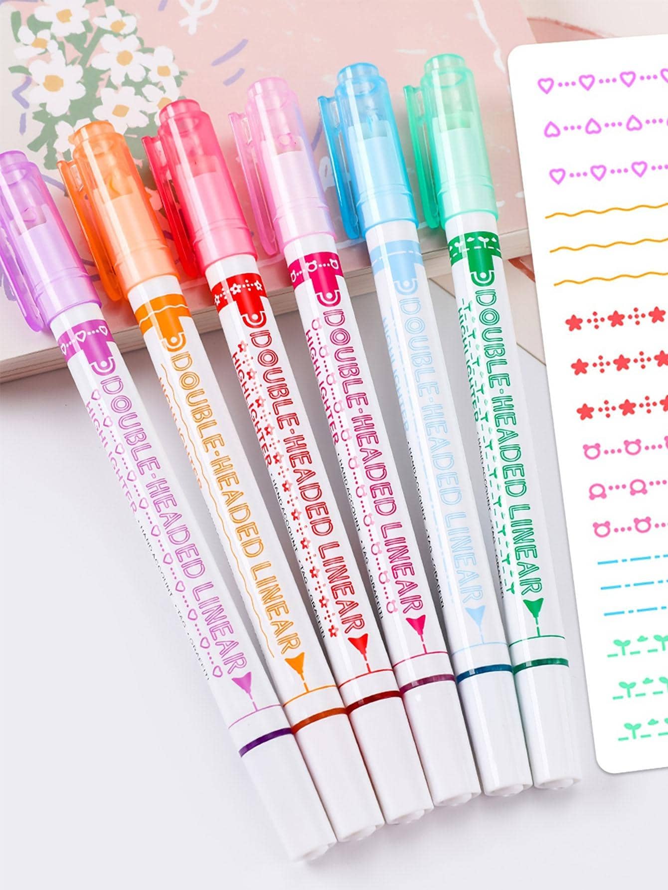 6pcs/set Marker Pens, Colored Curve Pens for Note Taking, Dual Tip Pens ...