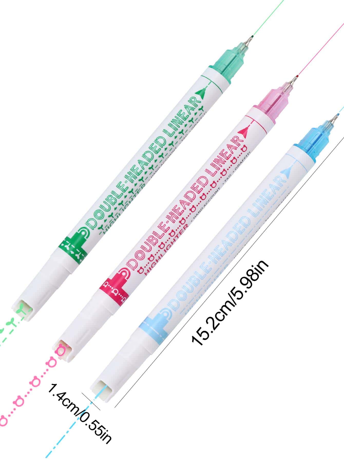 6pcs/set Marker Pens, Colored Curve Pens for Note Taking, Dual Tip Pens ...