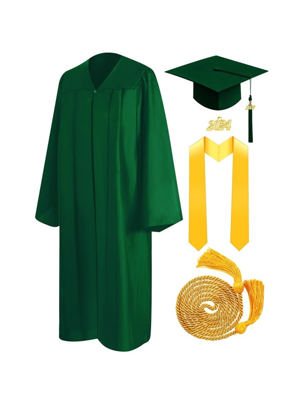 Matte Graduation Cap and Gown 2023 Set with Tassel 2024 Charms Honor ...