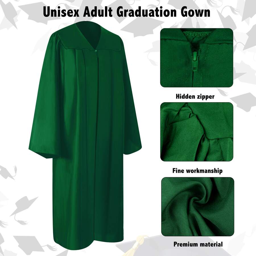Matte Graduation Gown Cap Tassel Set 2024 With Charms Honor Cord ...