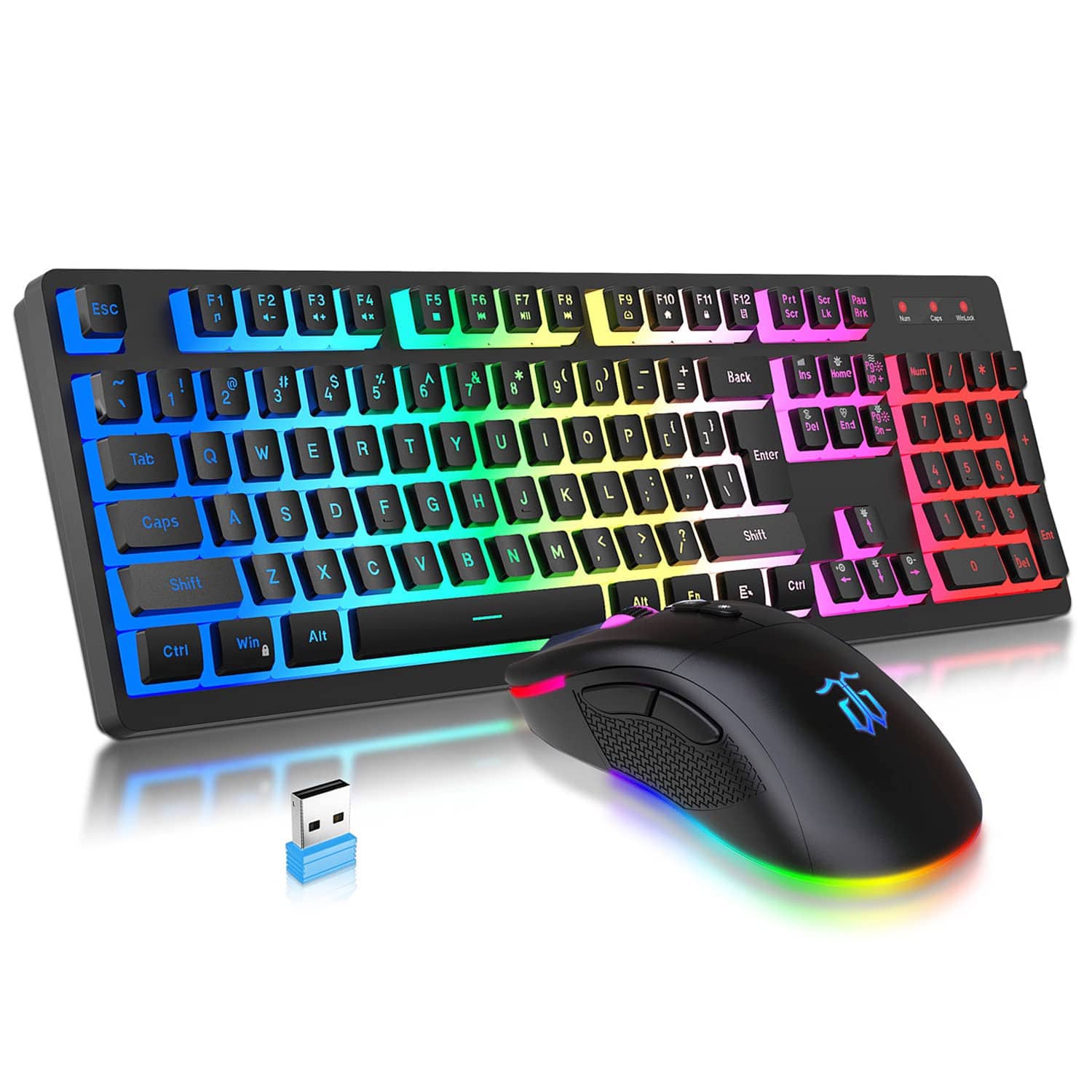 FORKODA Wireless Gaming Keyboard and Mouse Combo, RGB Rechargeable ...