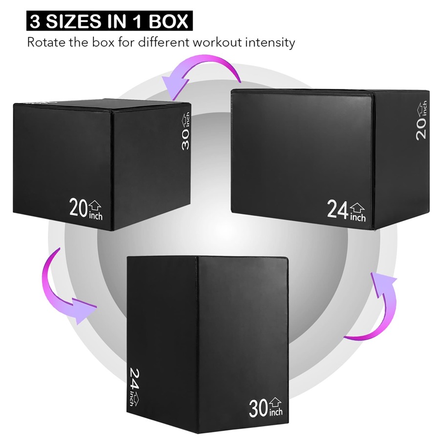 Costway 3-in-1 Foam Plyometric Jump Box w/ Adjustable Height 30''/24 ...