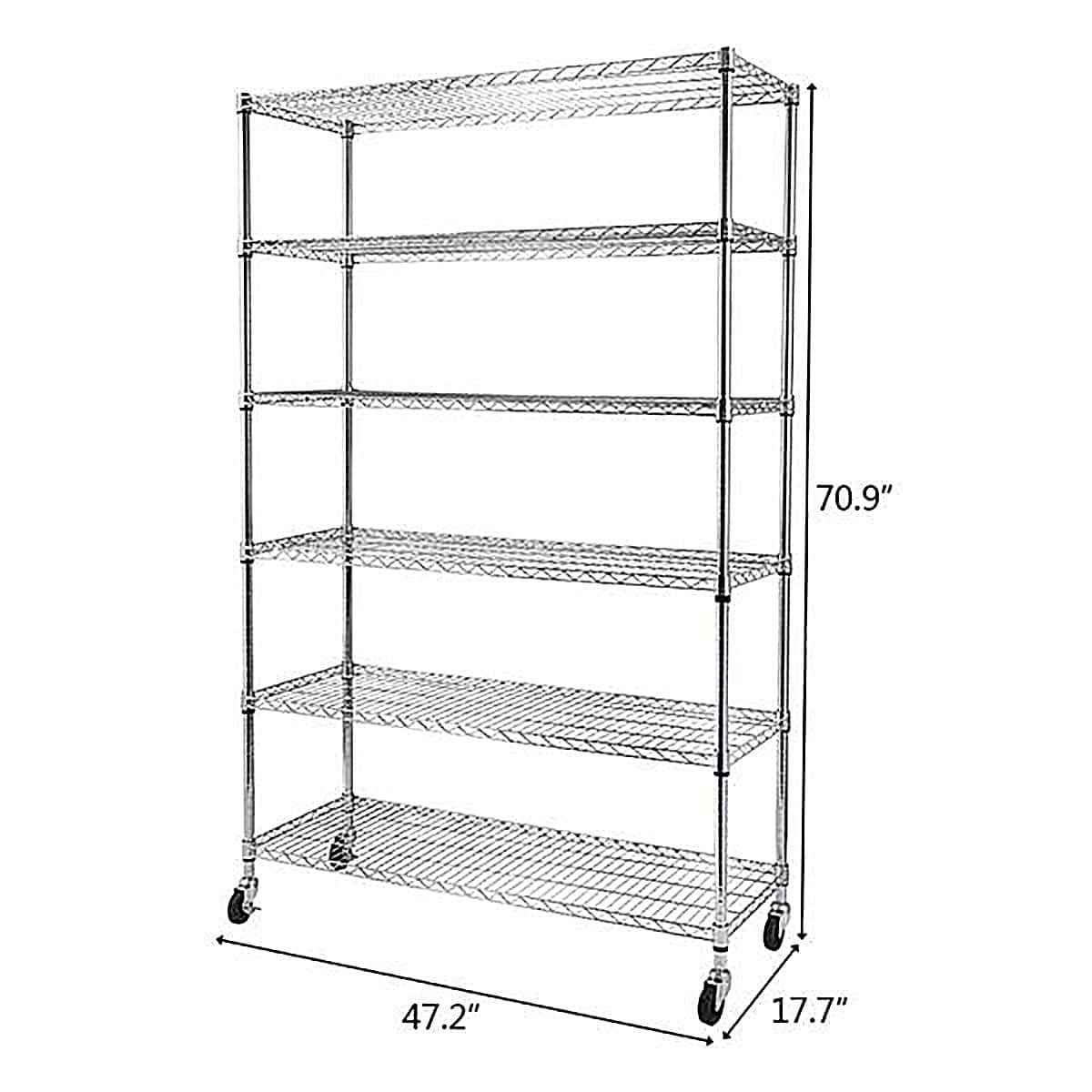 Simple Deluxe Heavy Duty 6-Shelf Shelving with Wheels, with Hanging ...