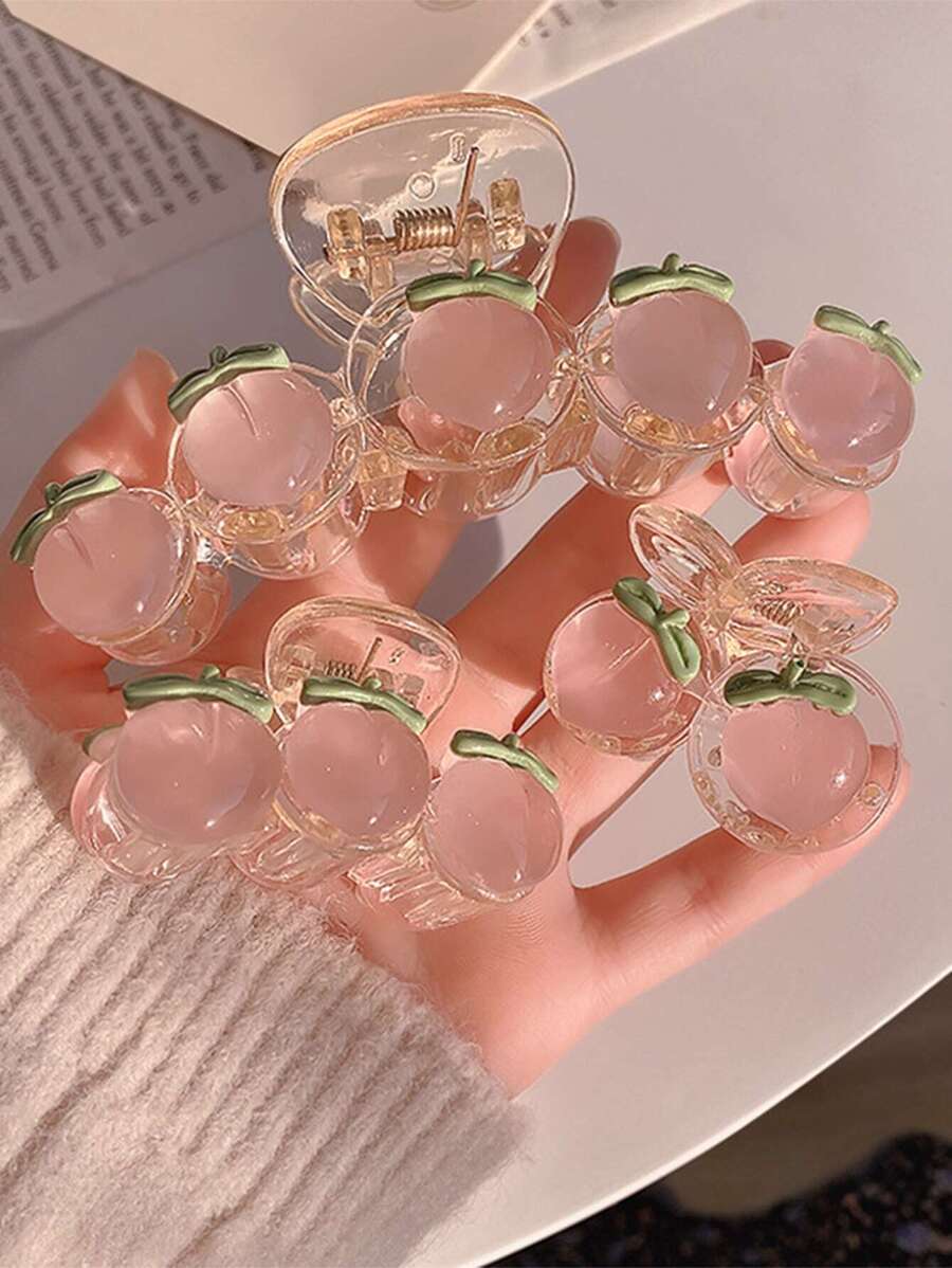 3pcs/Set Super Adorable Peach Shaped Hair Claw Clip For Women, Girls ...