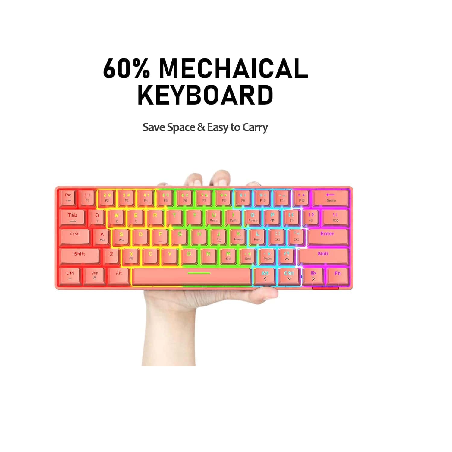60% Wireless Mechanical Keyboard and Wired Mouse,Chroma RGB 12 LED ...