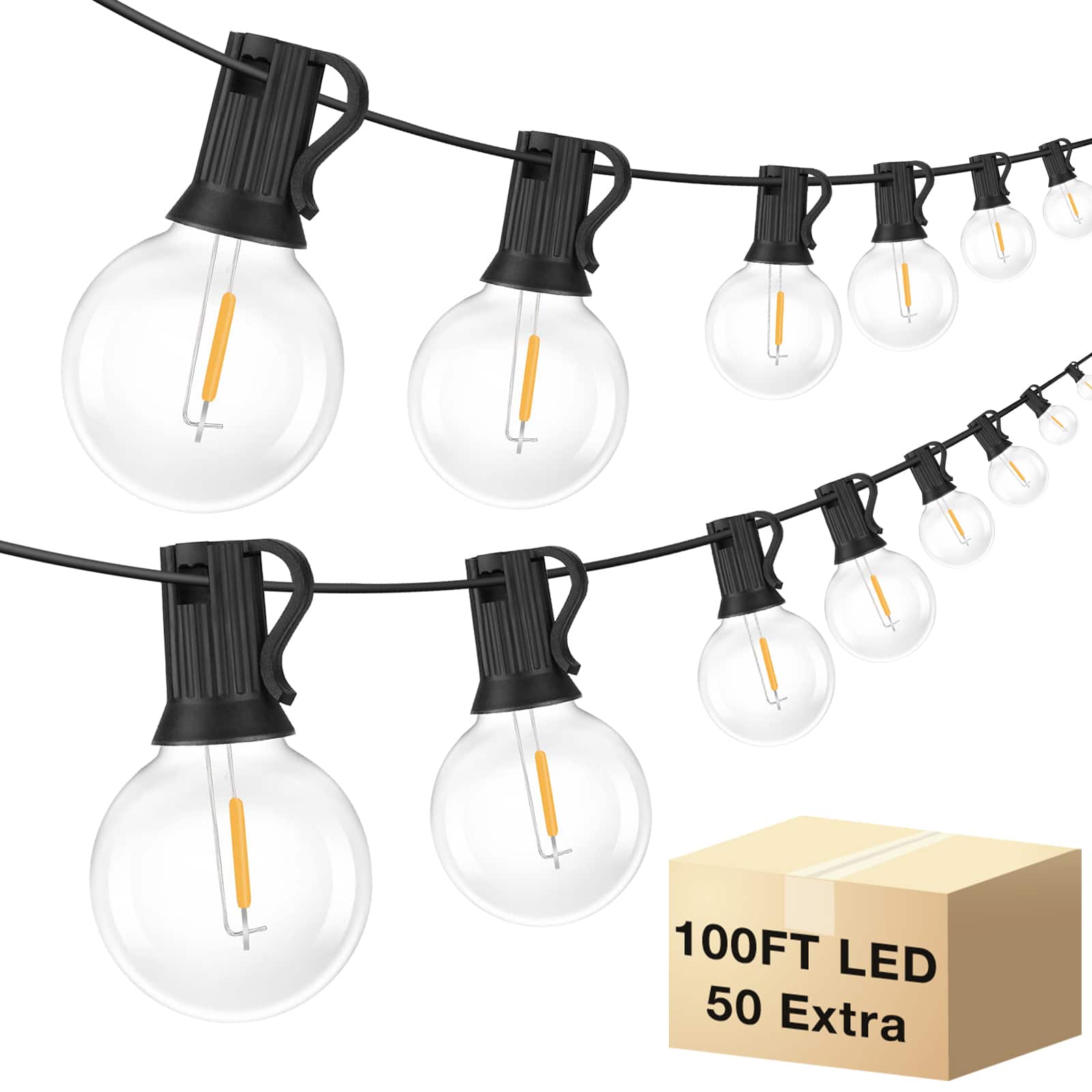 Outdoor String Lights Waterproof, G40 Globe LED Patio Luces with 50 ...