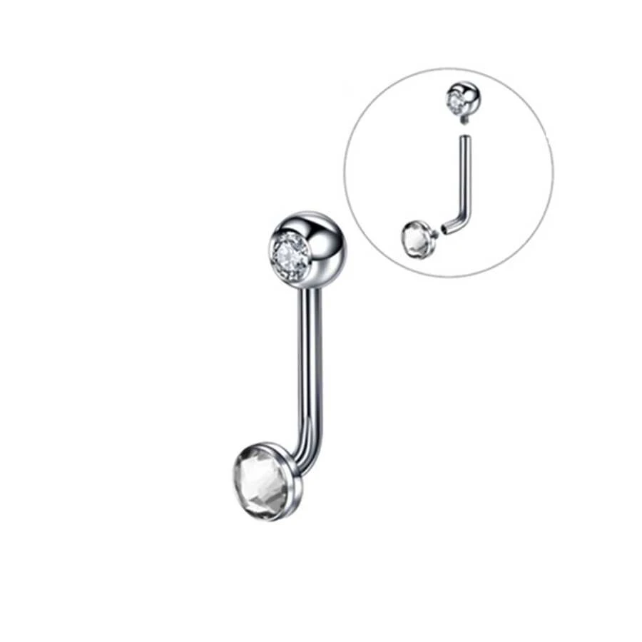 Pure Titanium Straight Dermal Anchors With Double Rhinestones For ...