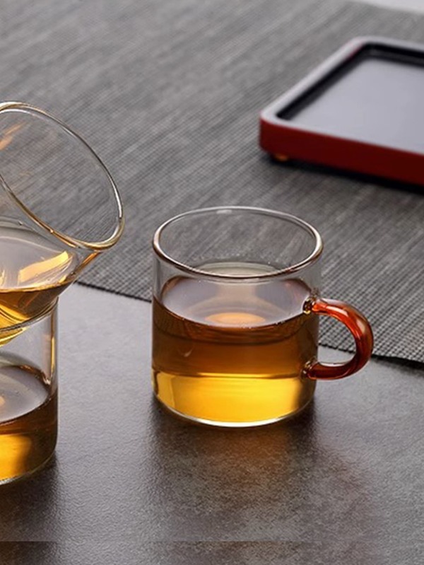 4pcs/set Brown Glass Tea Cups With Handle | SHEIN UK