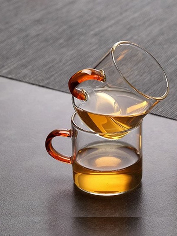 4pcs/set Brown Glass Tea Cups With Handle | SHEIN UK