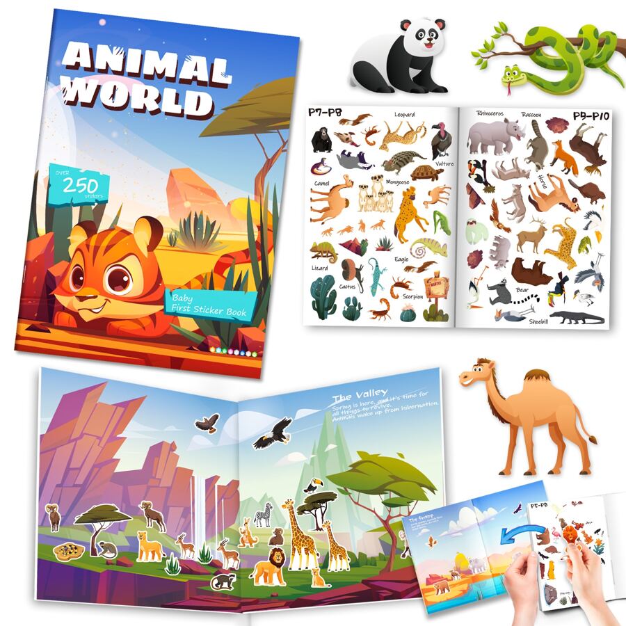 Animal Sticker Book For Toddlers, Suitable For Children Aged 2-4 And 4 ...