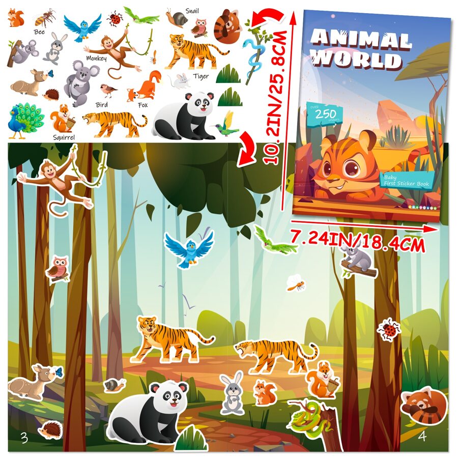 Animal Sticker Book For Toddlers, Suitable For Children Aged 2-4 And 4 ...