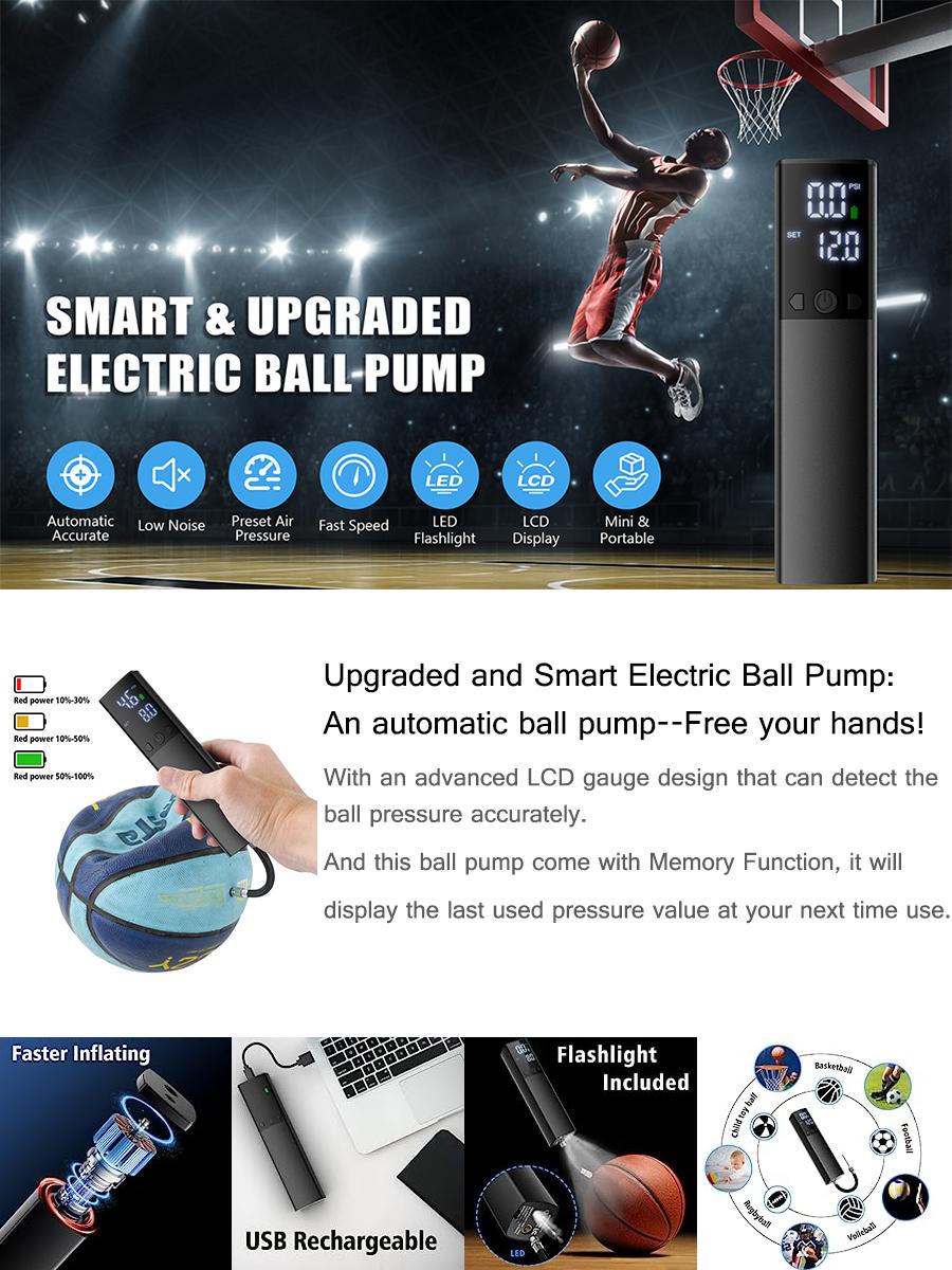 Electric Ball Air Pump, Basketball Soccer Ball Automatic Air Pump, Fast ...