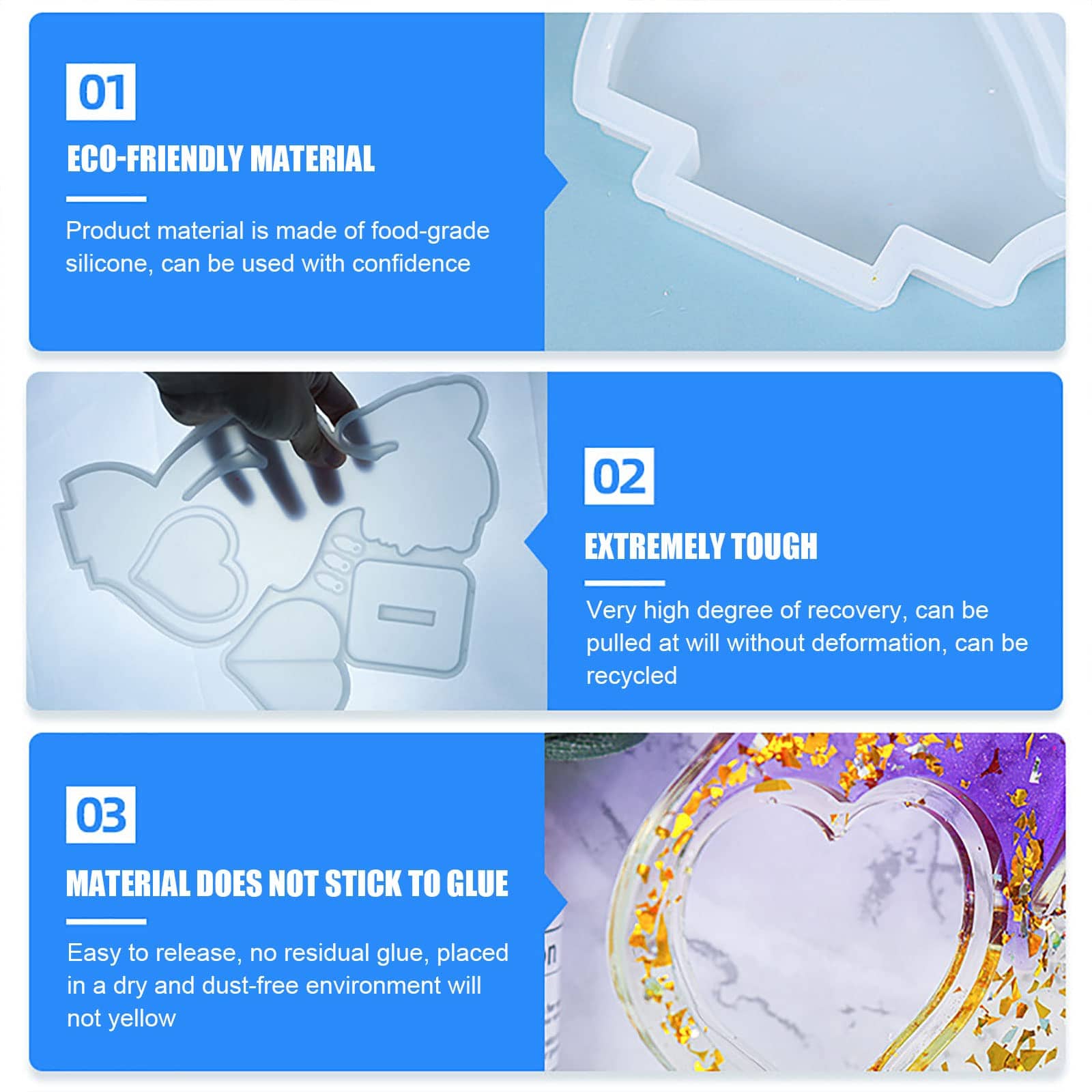 1pc Large Resin Picture Heart Frame Mold, Heart & Mother Resin Silicone ...