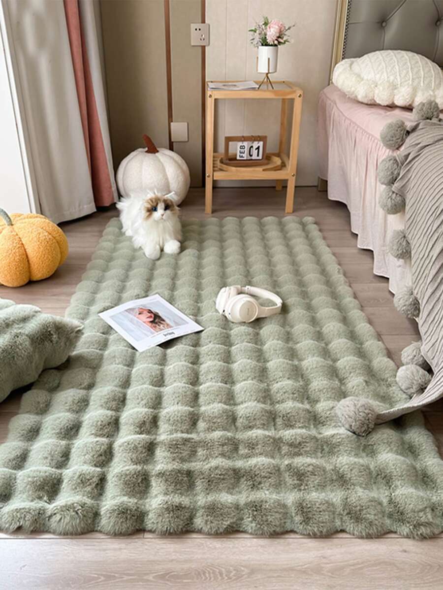 1pc Fluffy Padded Mat In Matcha Green Color For Bedroom, Minimalist ...