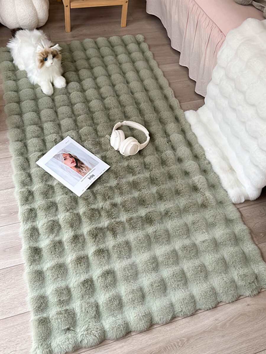 1pc Fluffy Padded Mat In Matcha Green Color For Bedroom, Minimalist ...