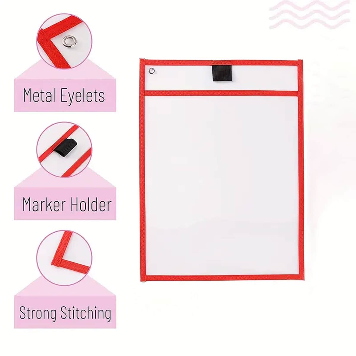 6pcs Extra Large Dry Erase Pocket Sleeves With Reinforced Eyelet And ...