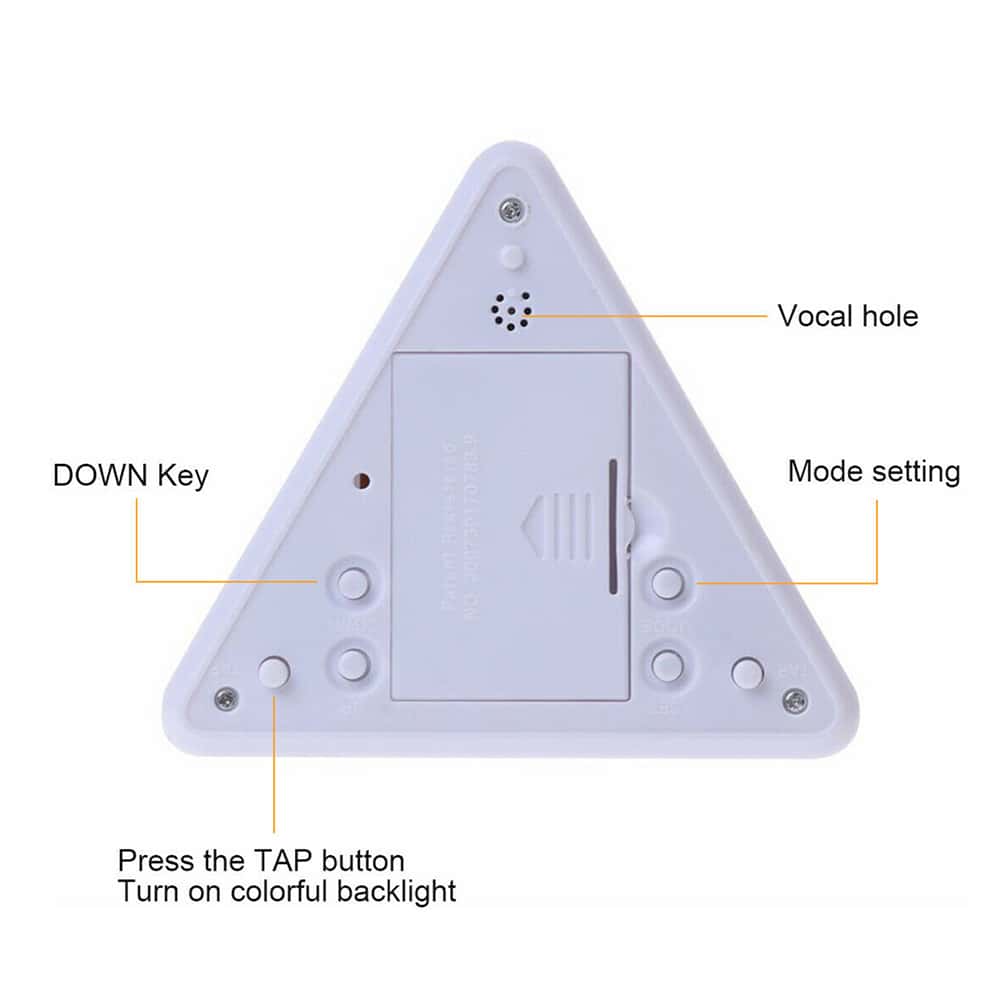 Pyramid Shape Digital Led Alarm Clock Time Date Temperature Display 7 ...