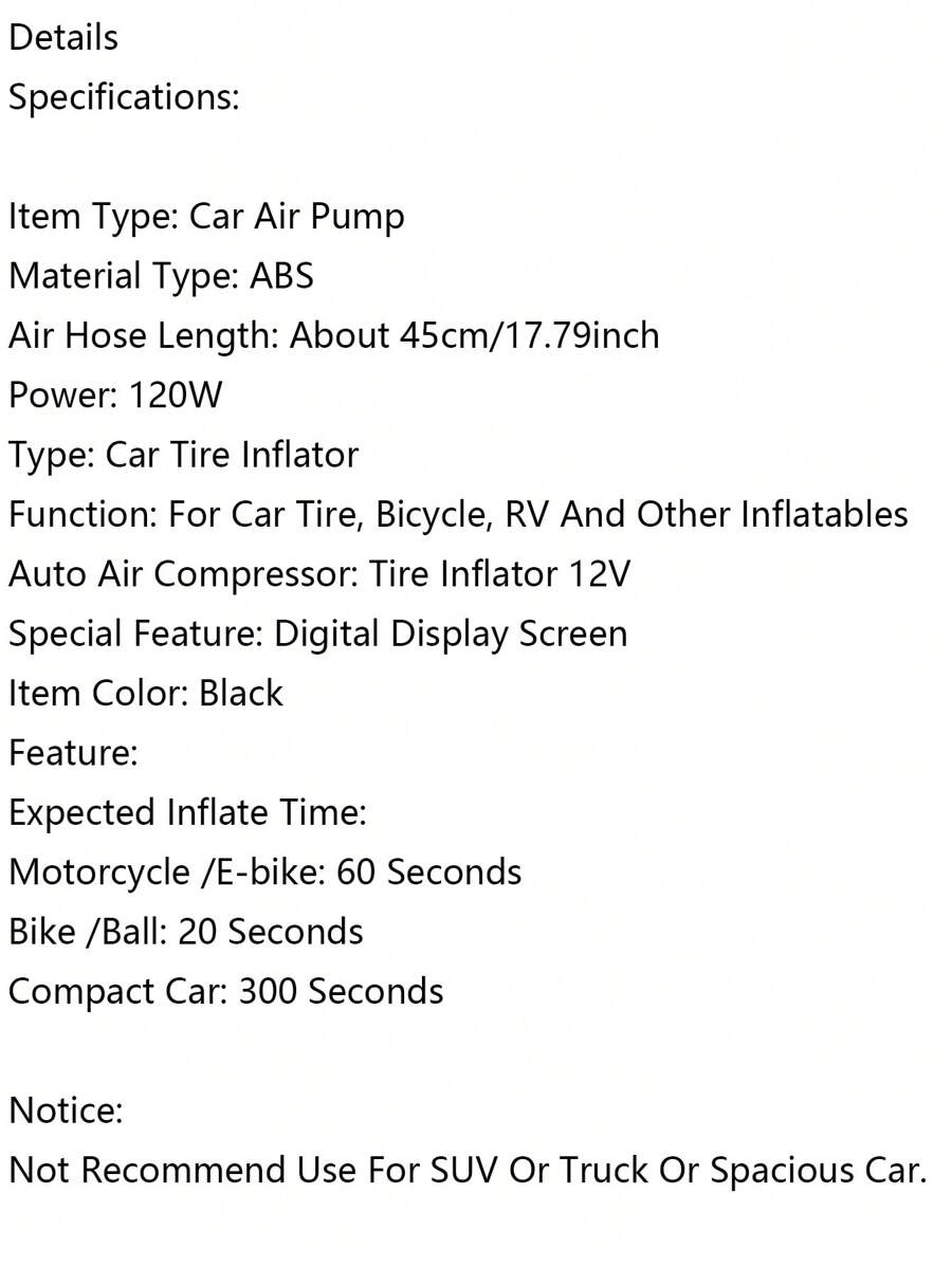Car Air Compressor 120W Rechargeable Wired Inflatable Pump Portable Air Pump Car Tire Inflator ...