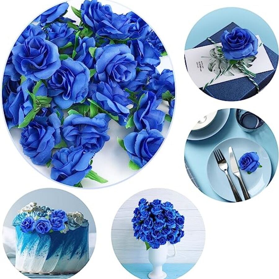 50pcs Artificial Blue Rose Flowers | SHEIN USA