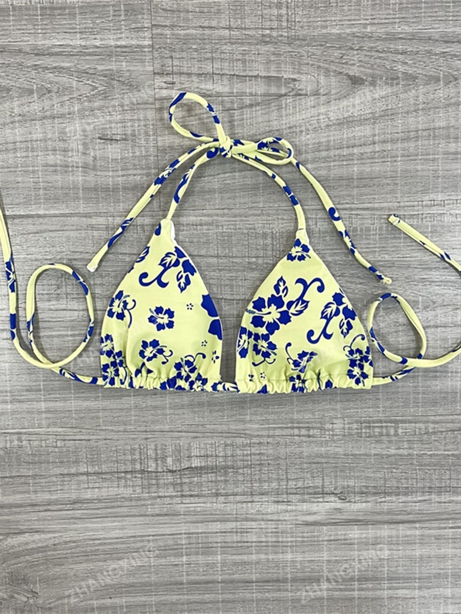 Novas Chegadas De Biquíni Com Impressão Sexy, Com Top Halter Fixo Ou Triangular E Fundo Com ...