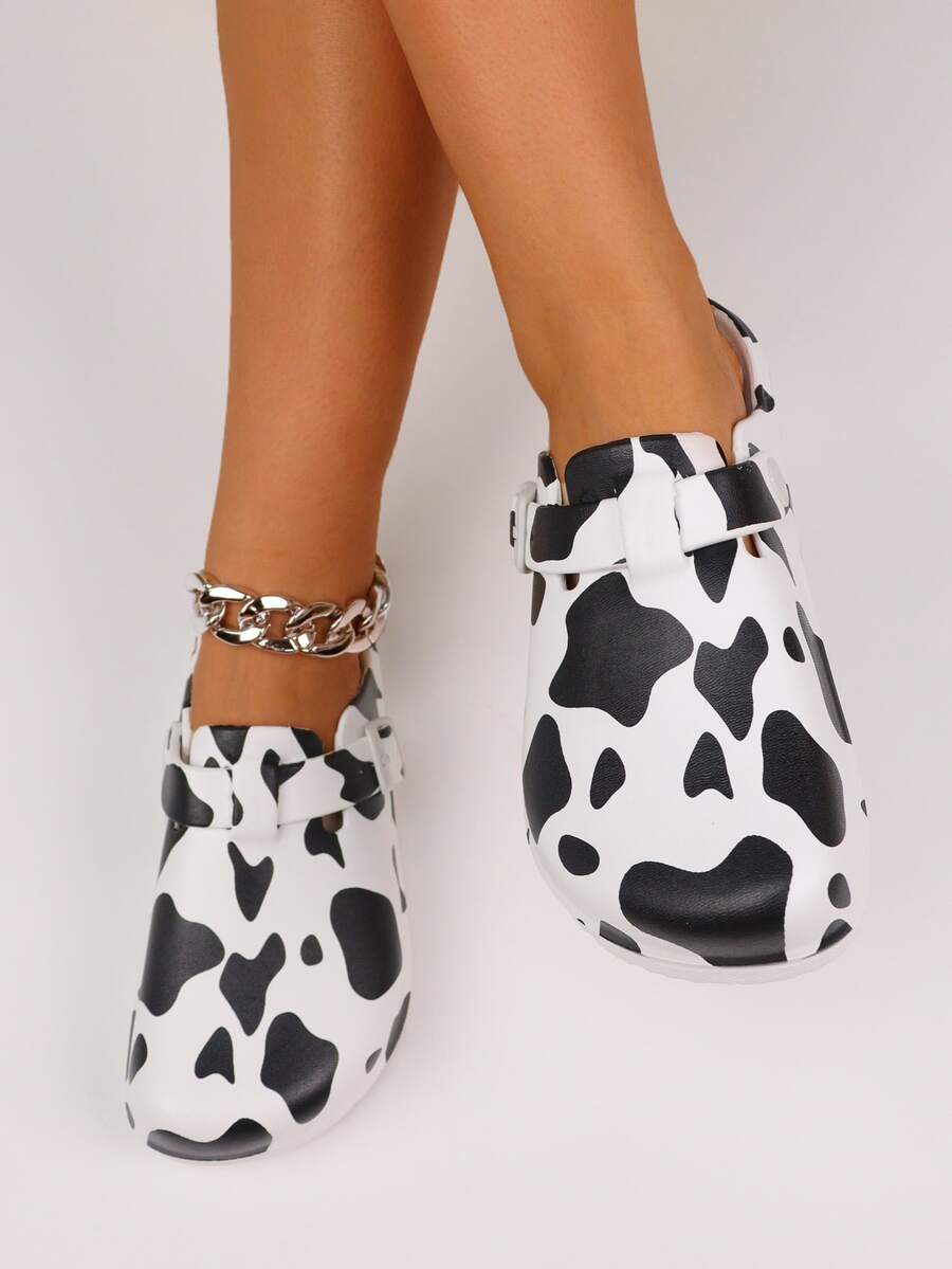 Animal Print Cow Shaped Summer Indoor/outdoor Hollow Sandals | SHEIN USA