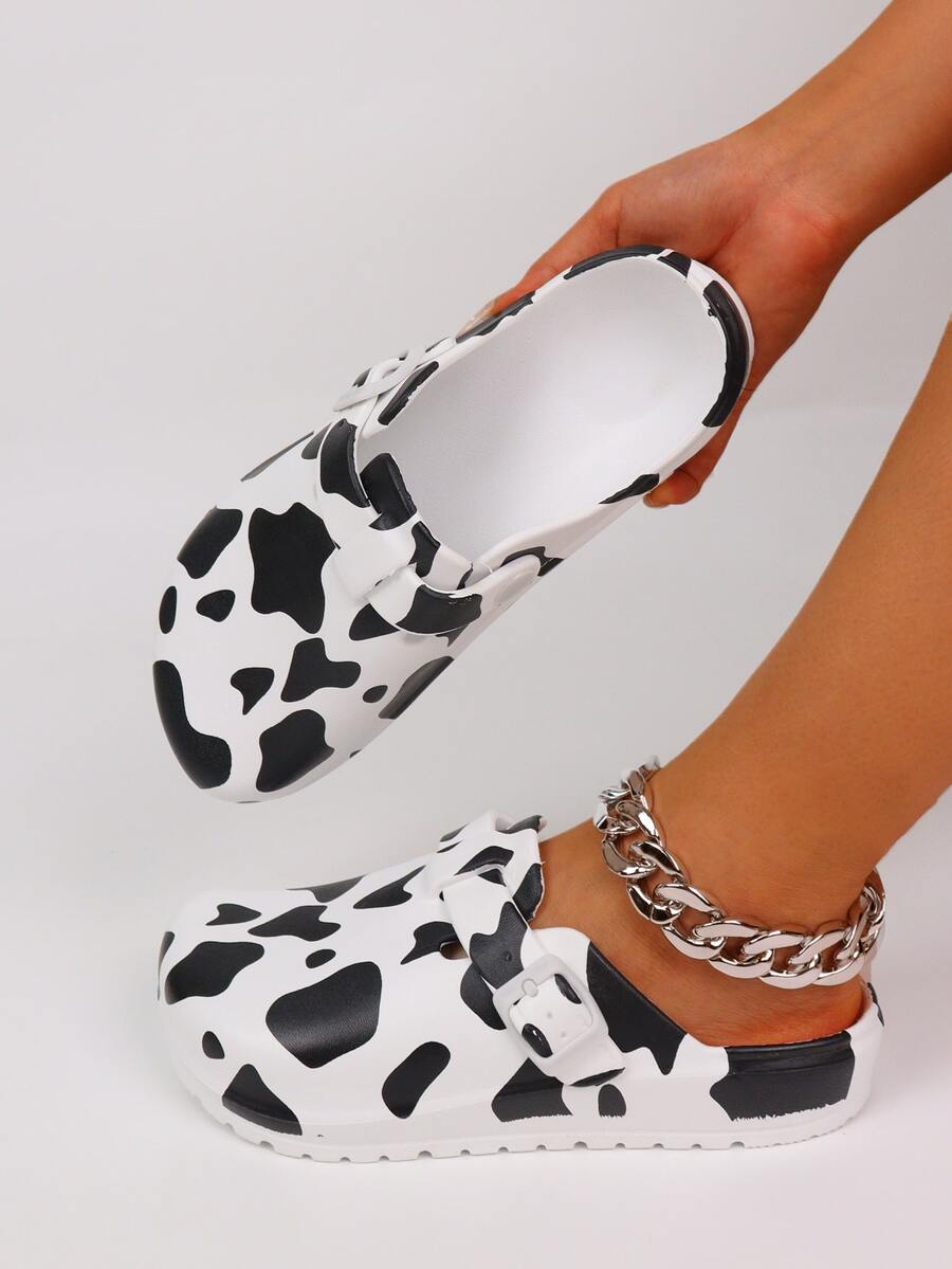 Animal Print Cow Shaped Summer Indoor/outdoor Hollow Sandals | SHEIN USA