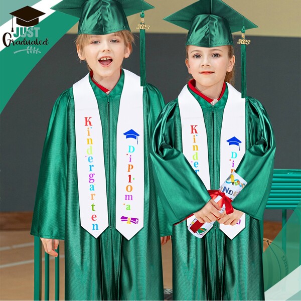 Kindergarten Graduation Cap and Gown Set with Tassel 2023 2024 Charms ...