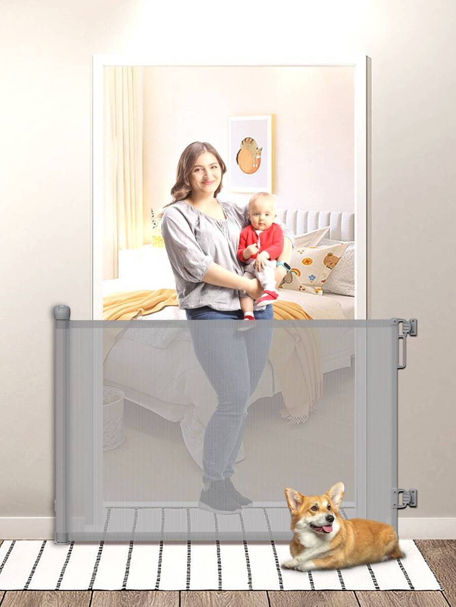 1pc Grey Retractable Child Stair Protection, 140cm Safety Baby Gate ...