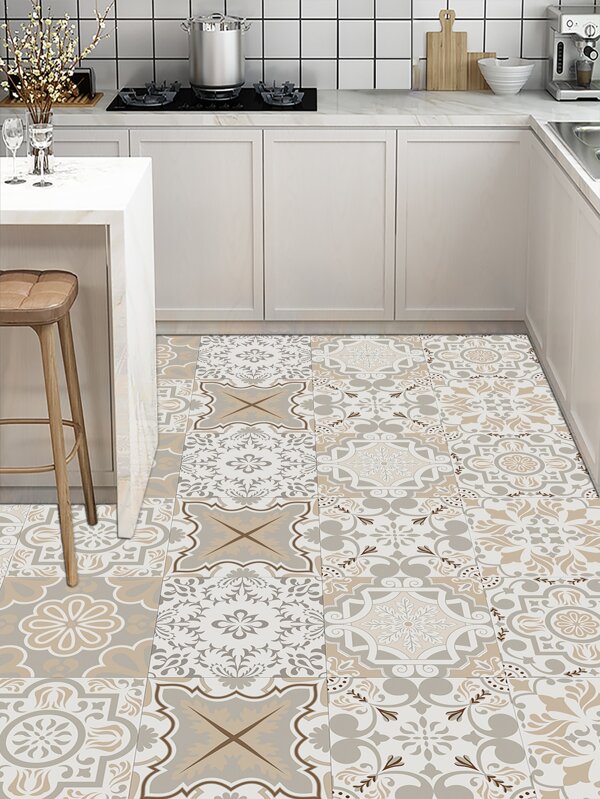 10pcs Geometric Pattern PVC Floor Stickers, Classical Waterproof Peel ...