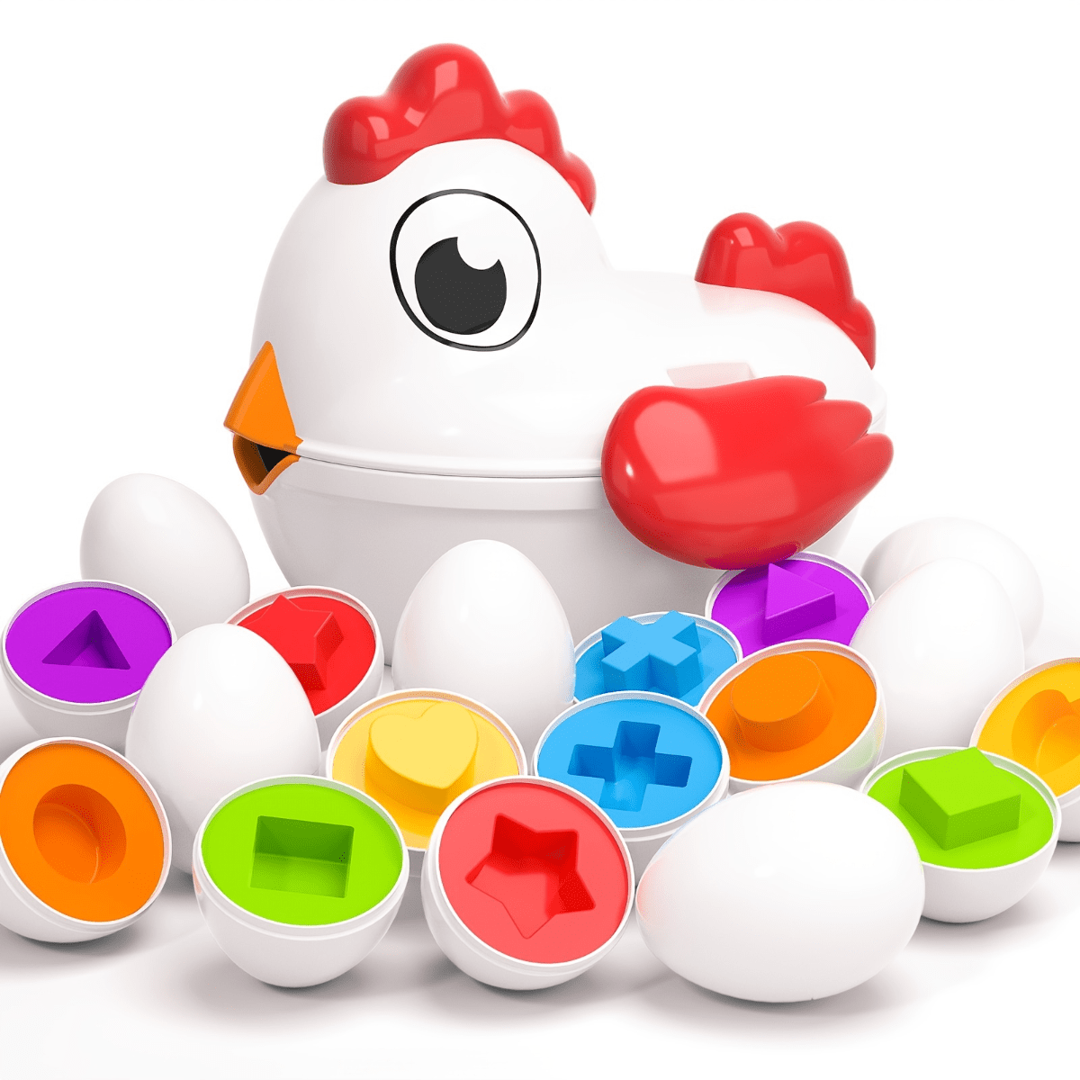 Color Matching Game Shape Sorter With 12 Toy Eggs For Kids, Fine Motor Skills Sensory Toys, For ...