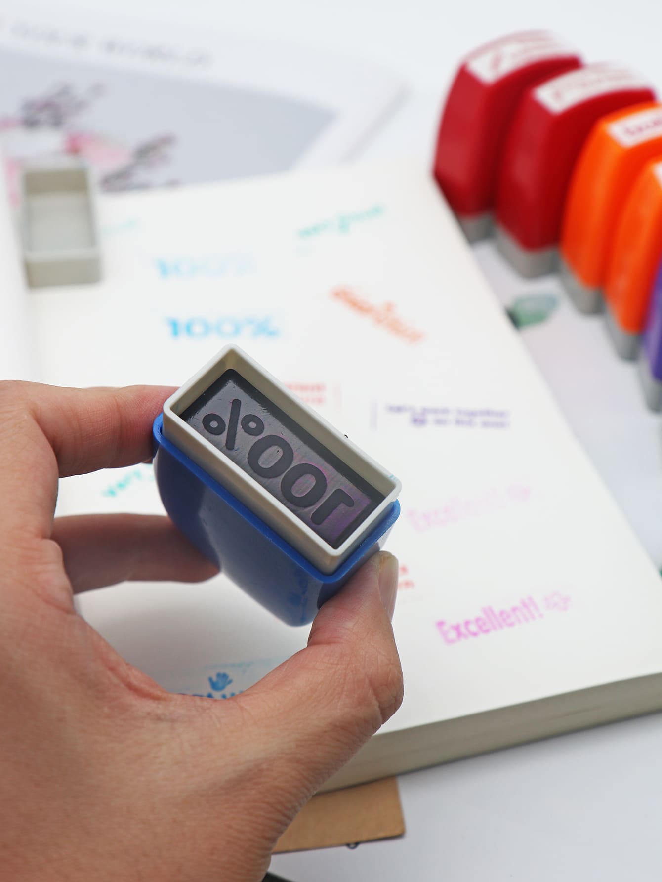 8 pcs Teacher Stamp Set Colorful Self-Inking Motivation School Grading ...