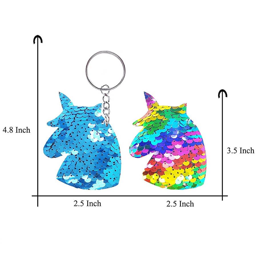 10pcs Women's Flip Cover Sequin Keychain, Including Horse, Unicorn And ...