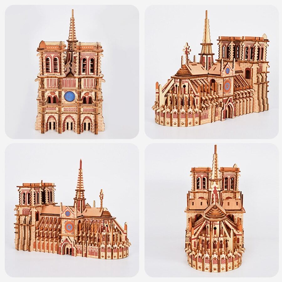 3D Wooden Puzzles Cathedral Architecture Building Model Kits Notres ...