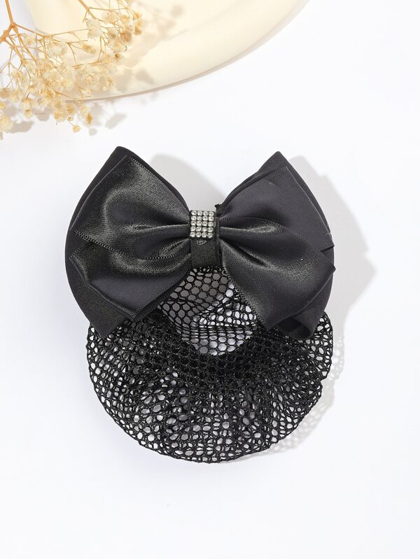 1pc Professional Women's Hair Net & Barrette With Black Ribbon ...